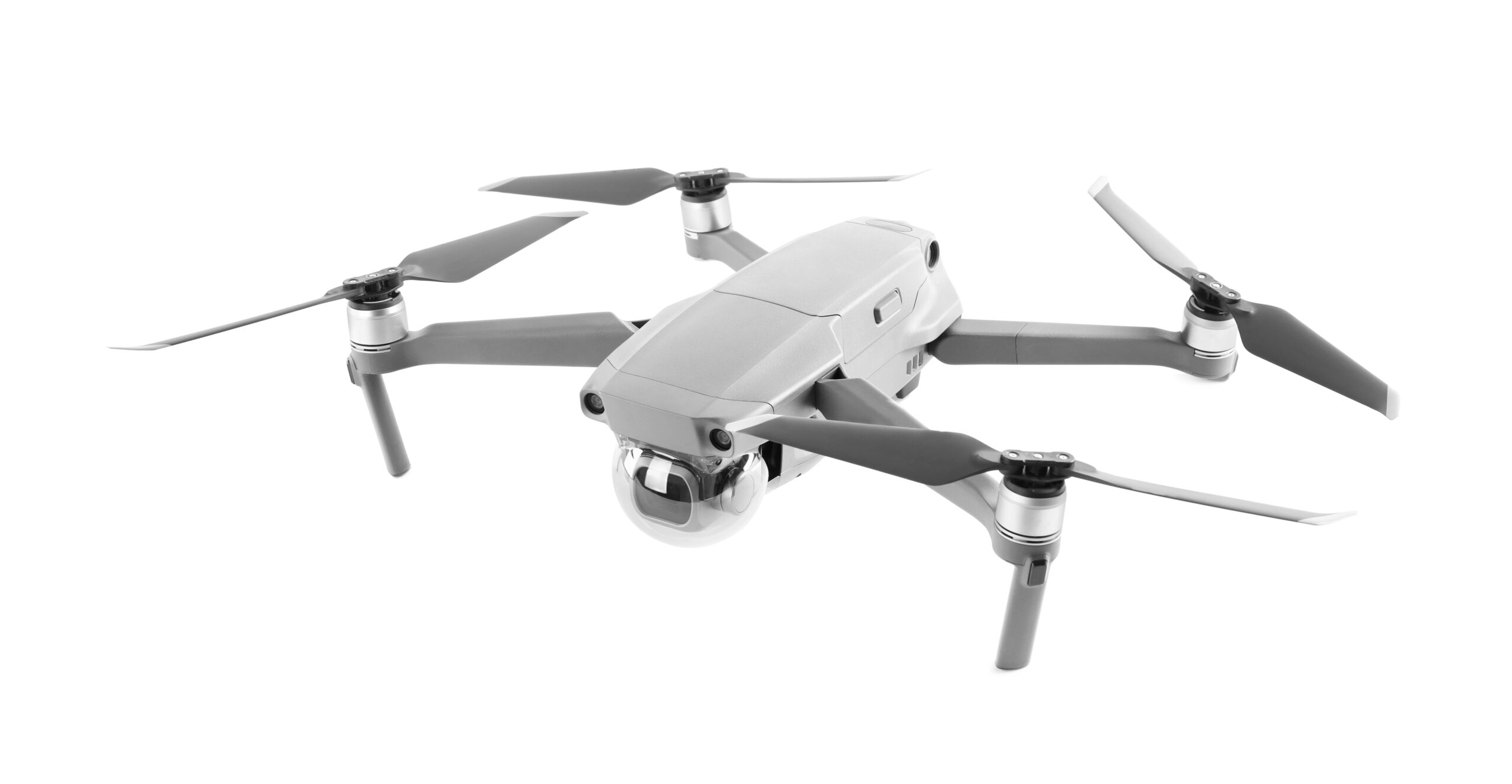 Modern drone with camera isolated on white - AMP Polymix